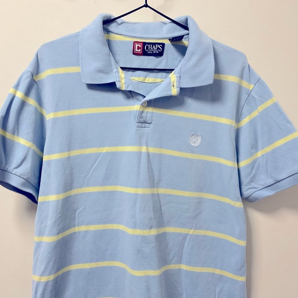Chaps | Shirts | Mens Chaps 0 Cotton Powder Blue Yellow Striped Polo ...